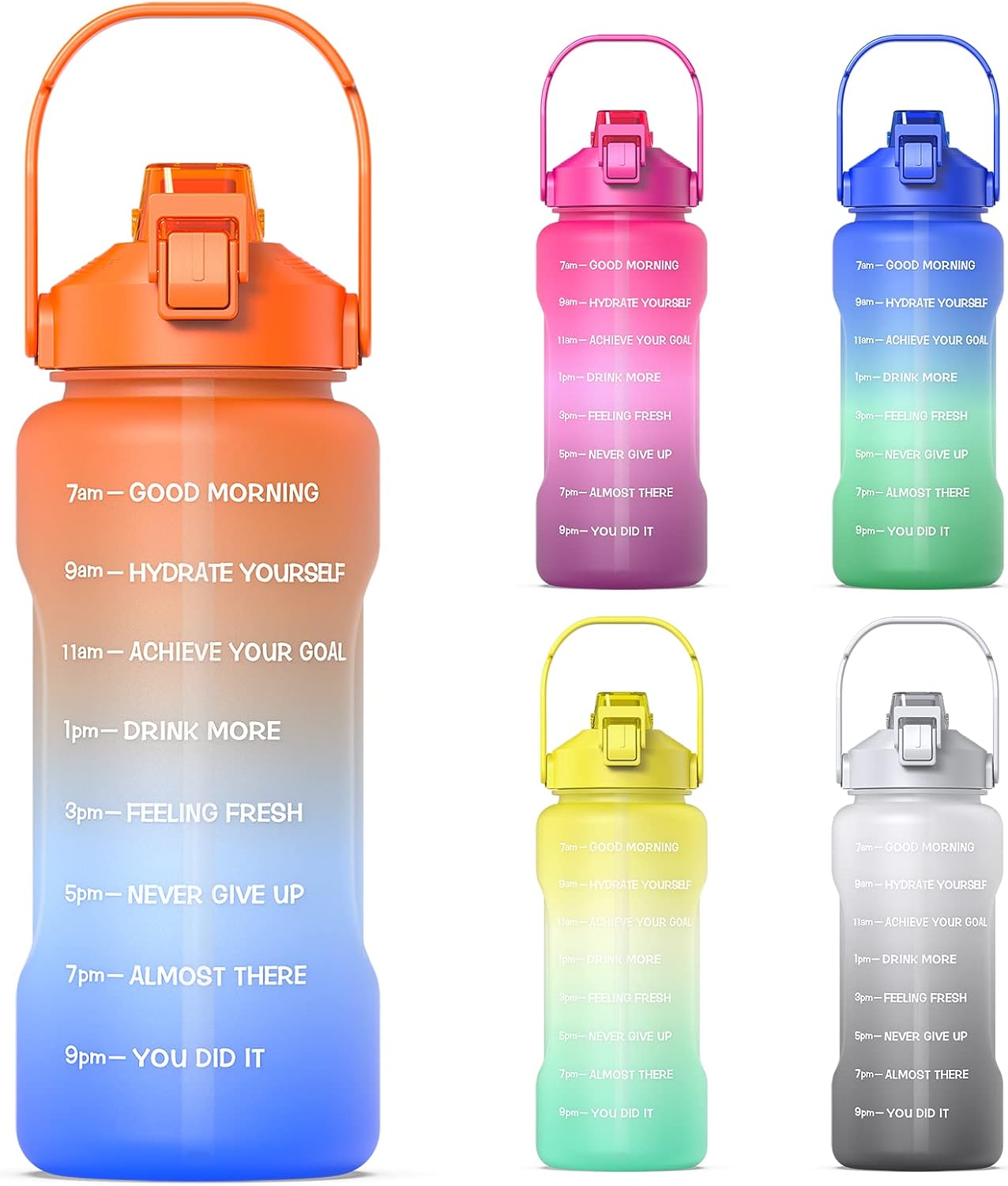 Amazon.com: Aiquar Half Gallon/64oz Water Bottle with Straw & Time ...