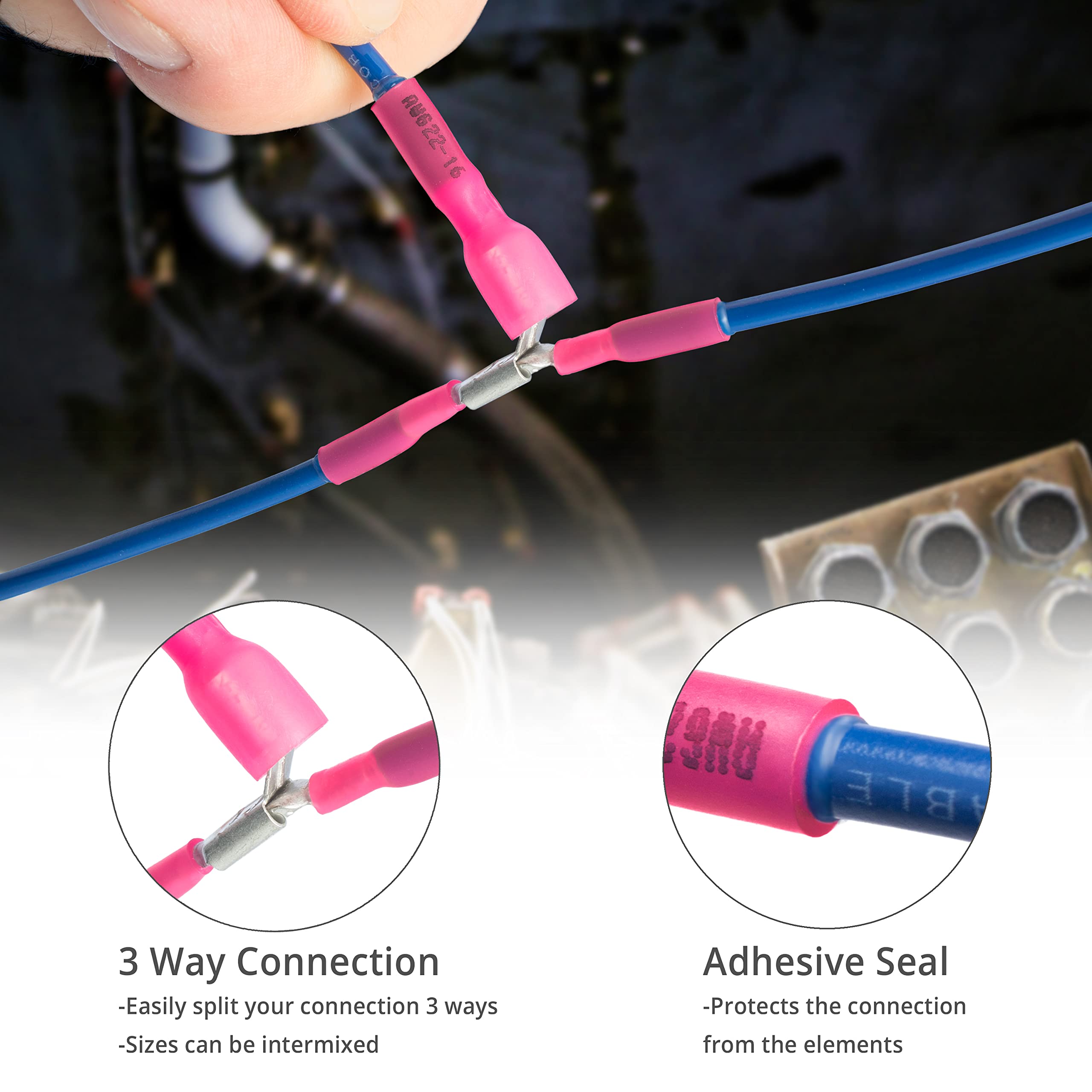 Snapklik.com : Heat Shrink Piggyback Spade Connectors - 3 Way Wire ...