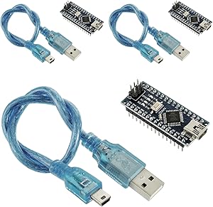 BOJACK 3Pcs Nano Board V3.0 ATmega328P 5V 16M Micro Controller Board with 3 Strip USB Cable ...