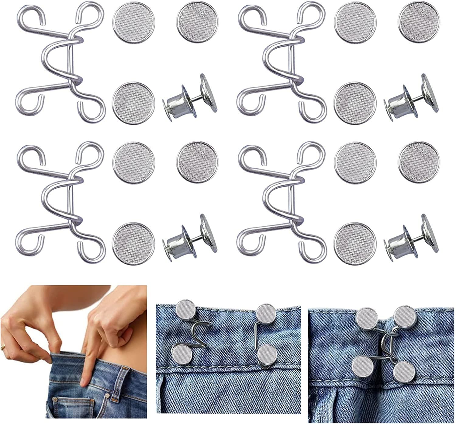 Kawn® 4pcs Pant Waist Tightener, Adjustable Waist Buckle Set, Extra ...