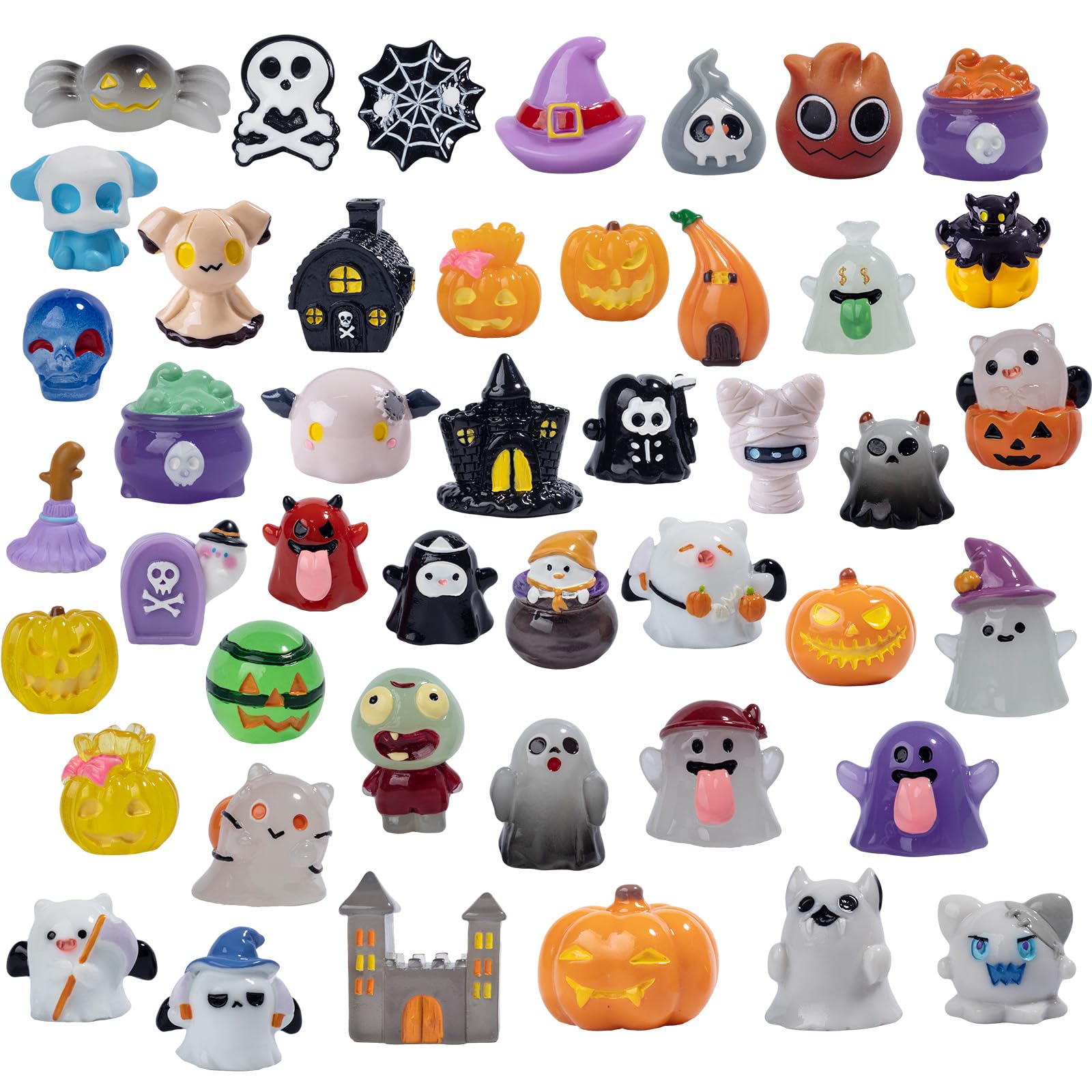 Amazon.com: 45pcs Mini Resin Halloween Figures Bulk 45 Styles Tiny ...