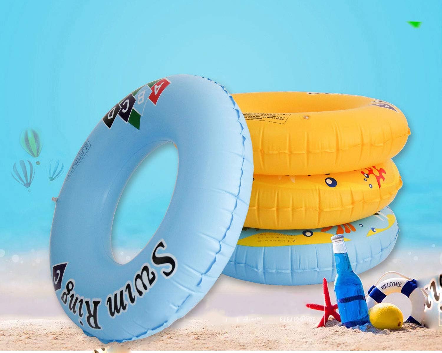 Floats ，Swim Rings ，Inflatable Pool Tube Raft， ABC Painting, Funny ...