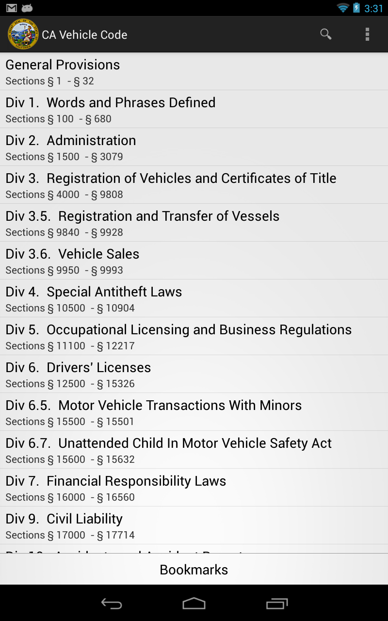 2015 CA Vehicle Code - App on Amazon Appstore