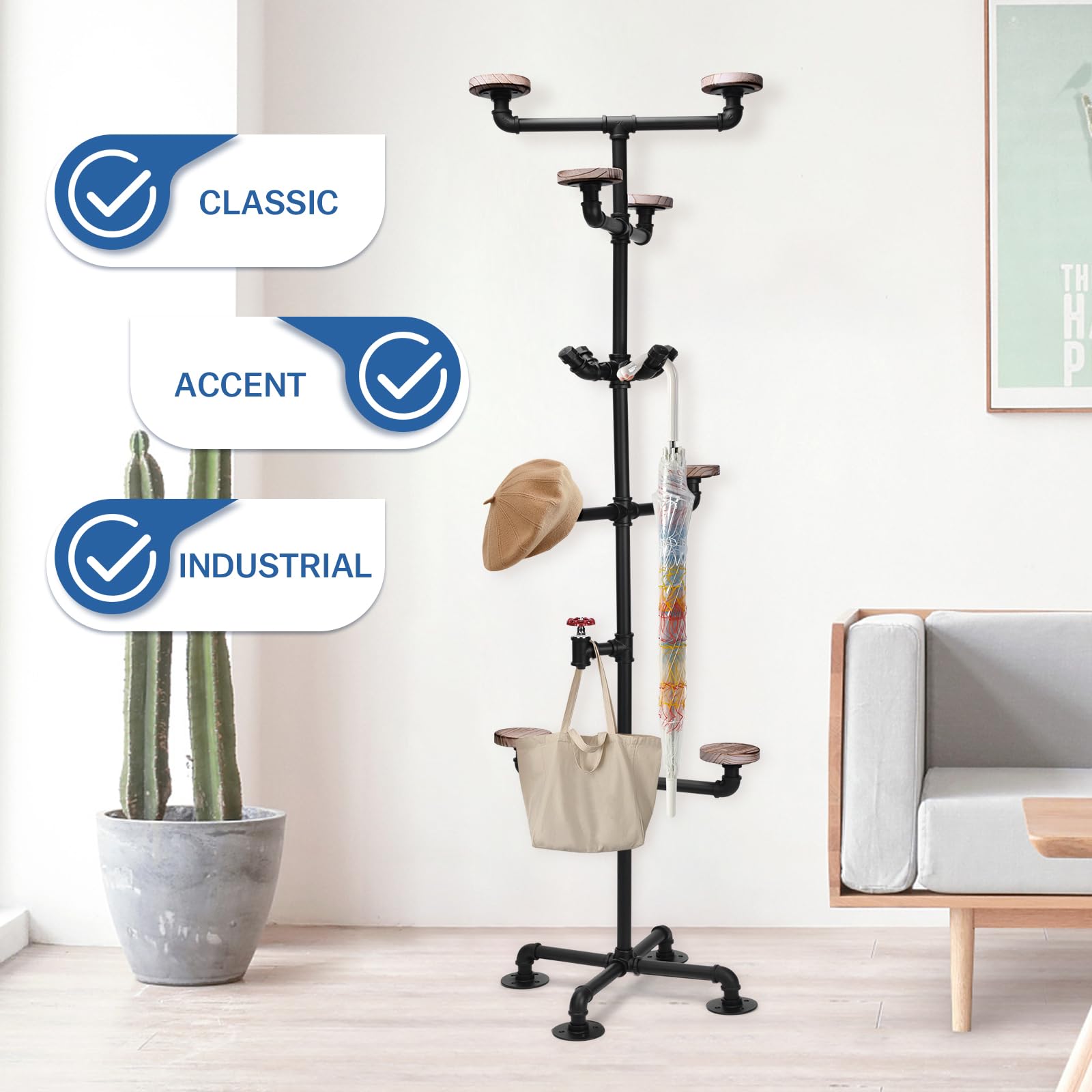 Snapklik.com : Industrial Hat Rack Stand 6 Tier, Heavy Duty Black Metal ...
