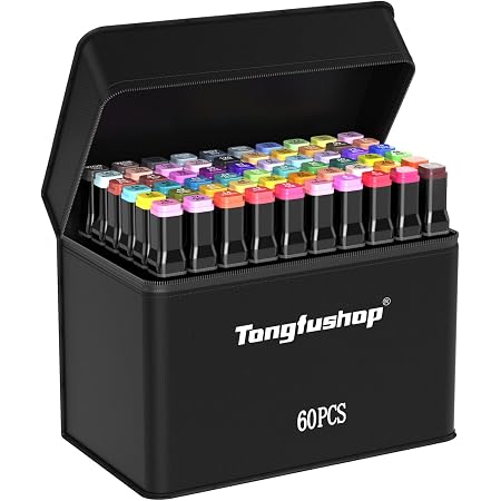 Tongfushop 60+2 Colored Markers Set, Permanent Art Marker, Double Tip ...