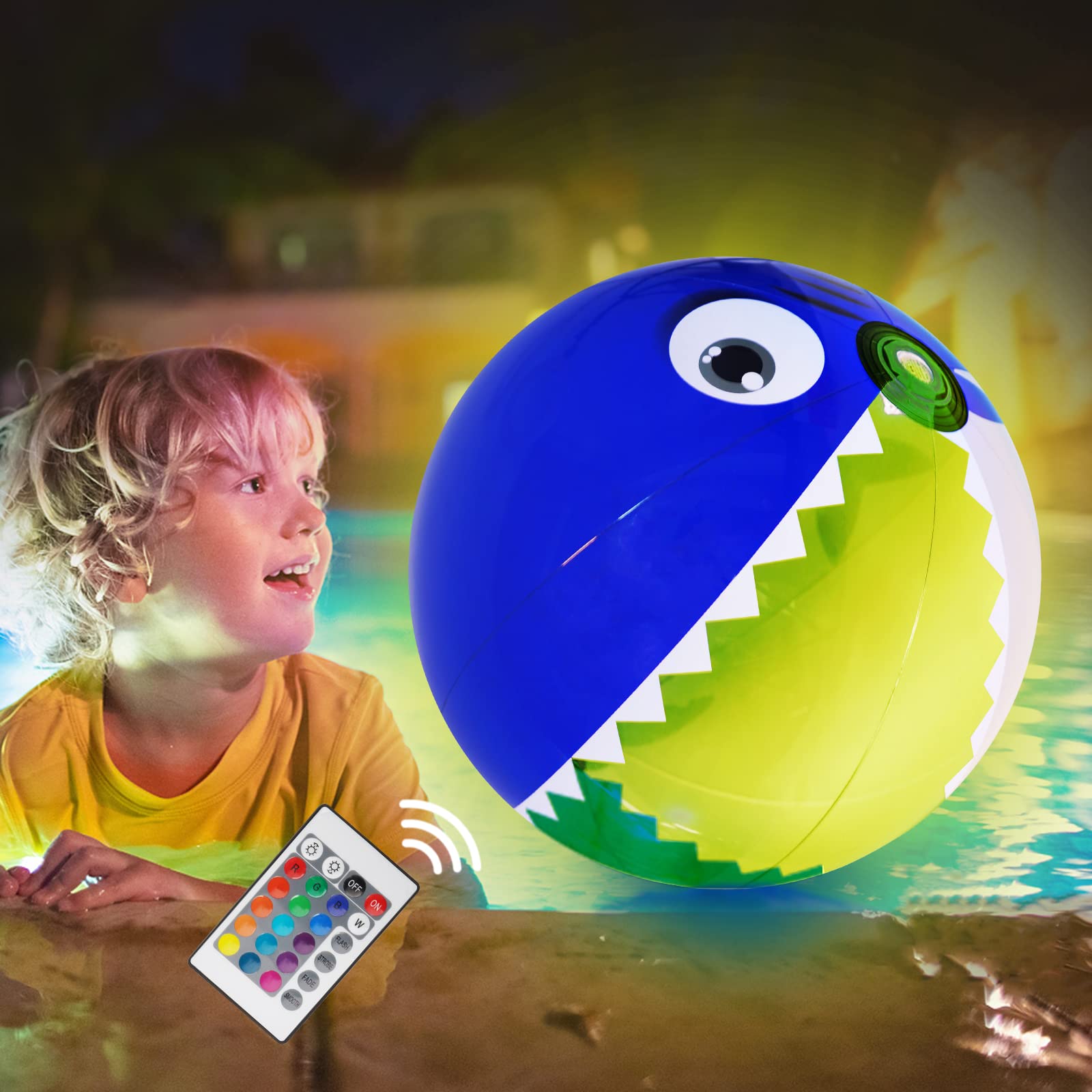 Buy Wenlenie Shark Beach Balls for Kids 16'' Glow in The Dark ...