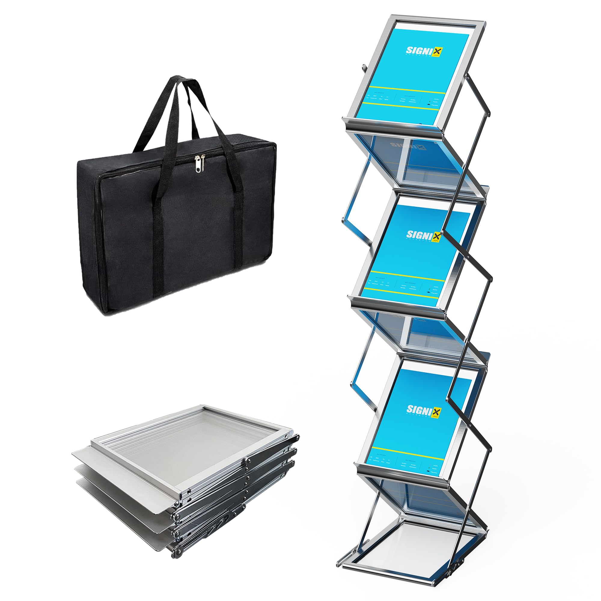 Amazon.com: polwkscas 7-Pocket Foldable Aluminum Magazine Rack with Carrying Bag, Portable Pop ...