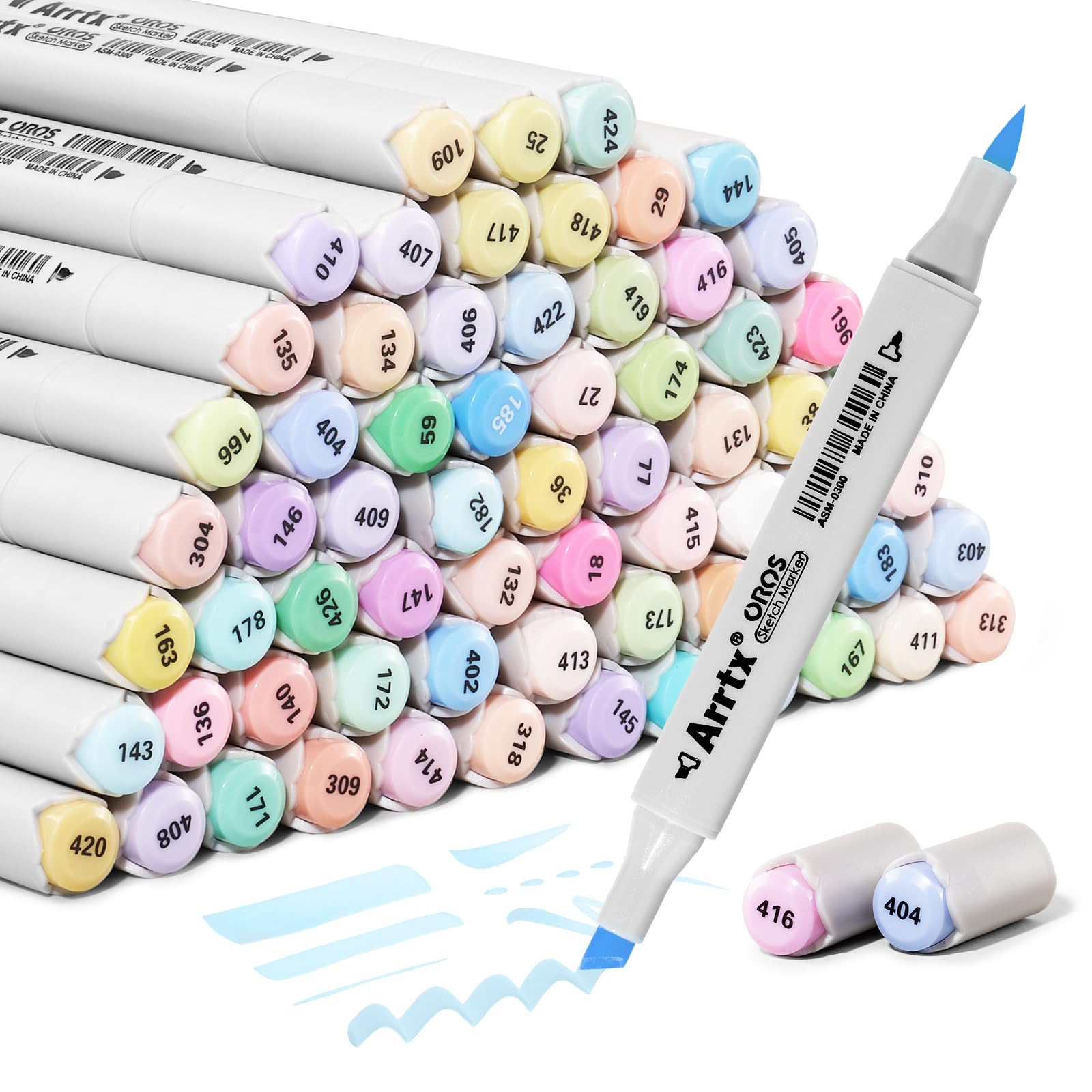 Arrtx 66 Colors Pastel Markers Set, Oros Dual Tip(Brush & Chisel ...