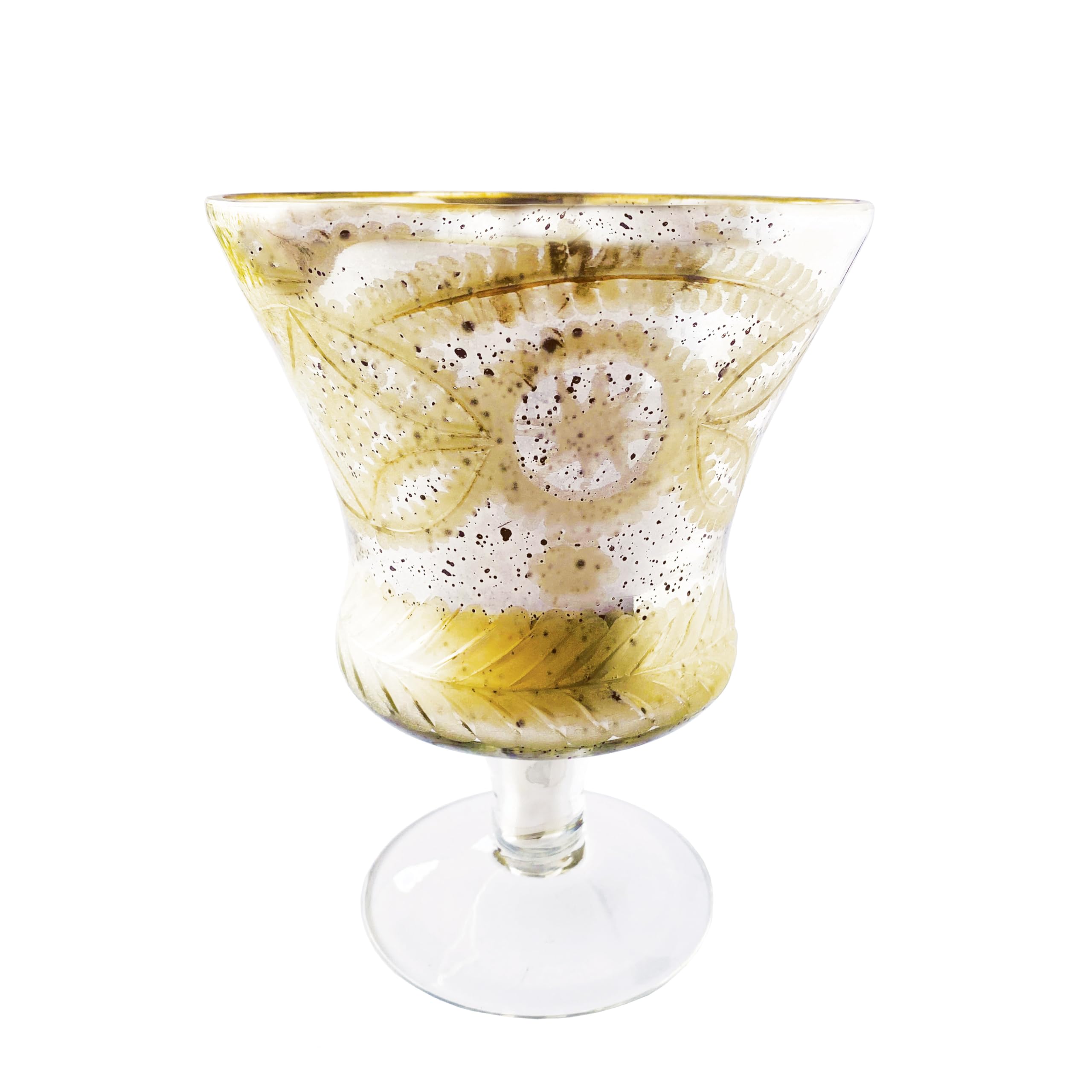 Amazon.com: Creative Co-Op Round Etched Mercury Glass Stemmed Container ...