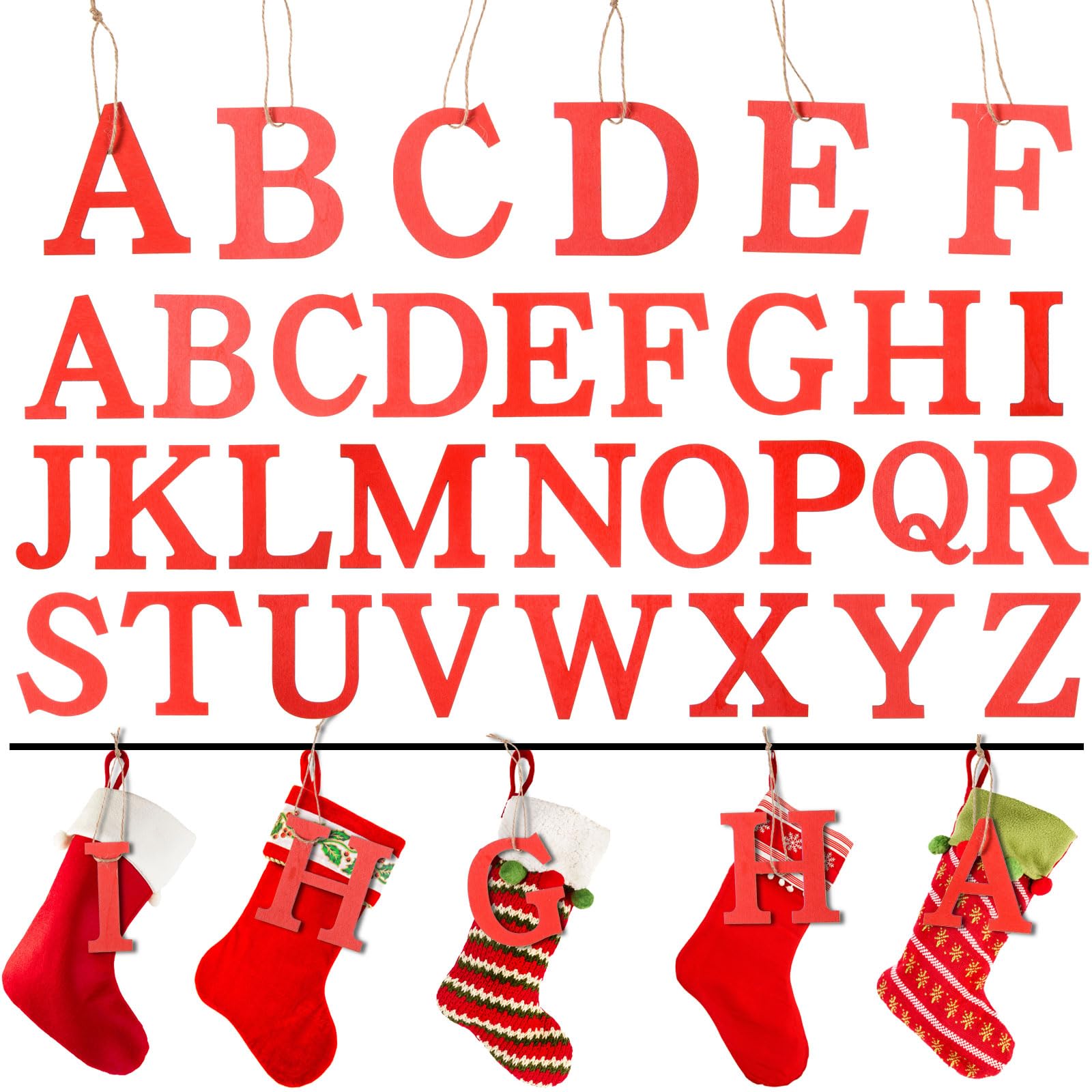 Amazon.com: 104 Pcs Christmas Stocking Letters Tags Personalized Wooden ...