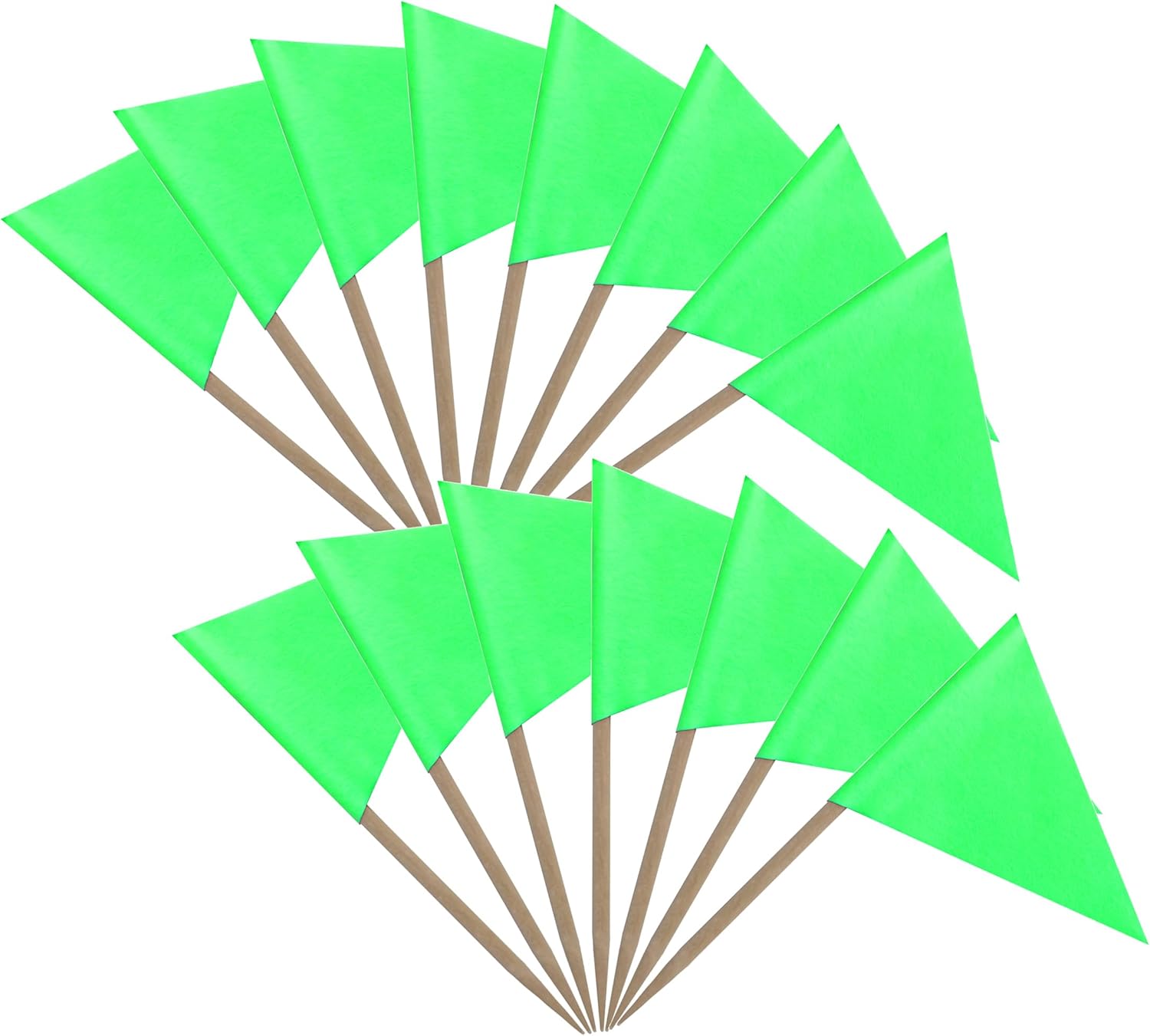 Amazon.com: 200 Pack Solid Green Triangle Toothpick Stick Flag Small ...