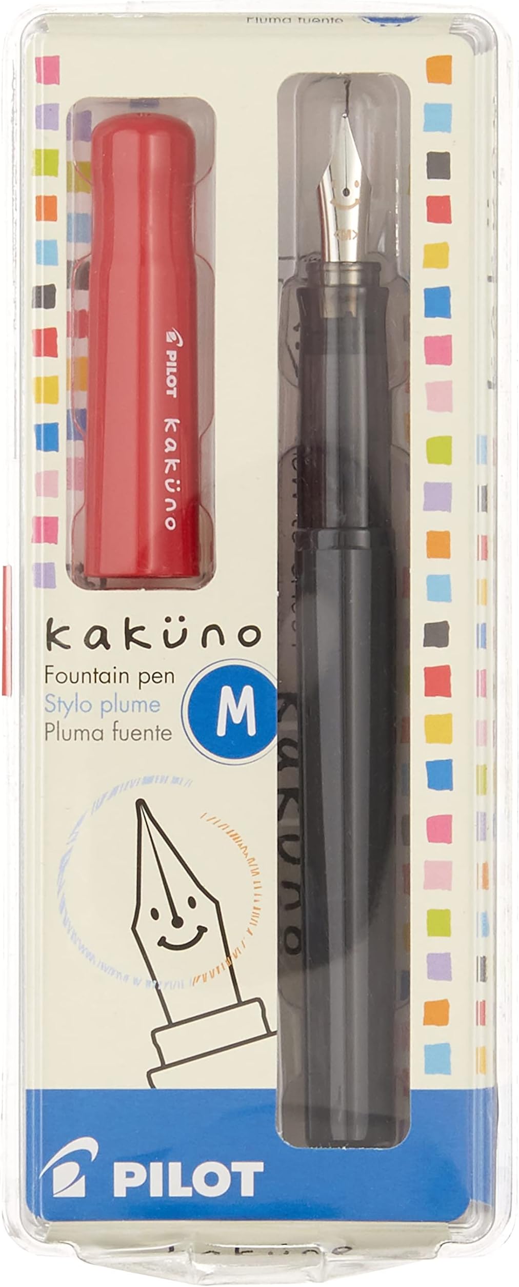 Amazon.com : PILOT Kakuno Fountain Pen, Grey/Red Barrel, Medium Nib ...