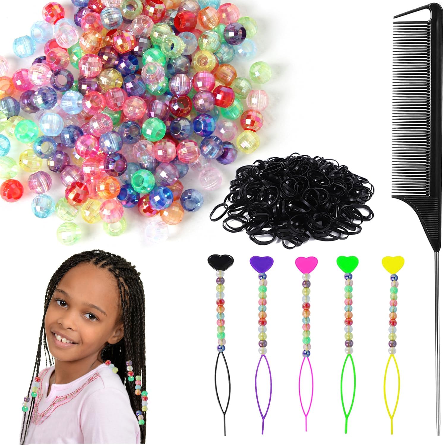 Amazon.com : 406pcs Hair Beads Set for Braids for Girls Including ...