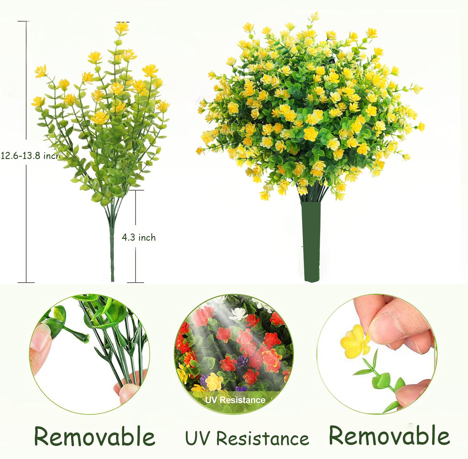 VISVIC Artificial Flowers Outdoor UV Resistant Boxwood Plants Shrubs ...
