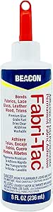 BEACON Fabri-Tac Premium Fabric Glue - Quick Drying, Crystal Clear, Permanent - for Fabrics ...