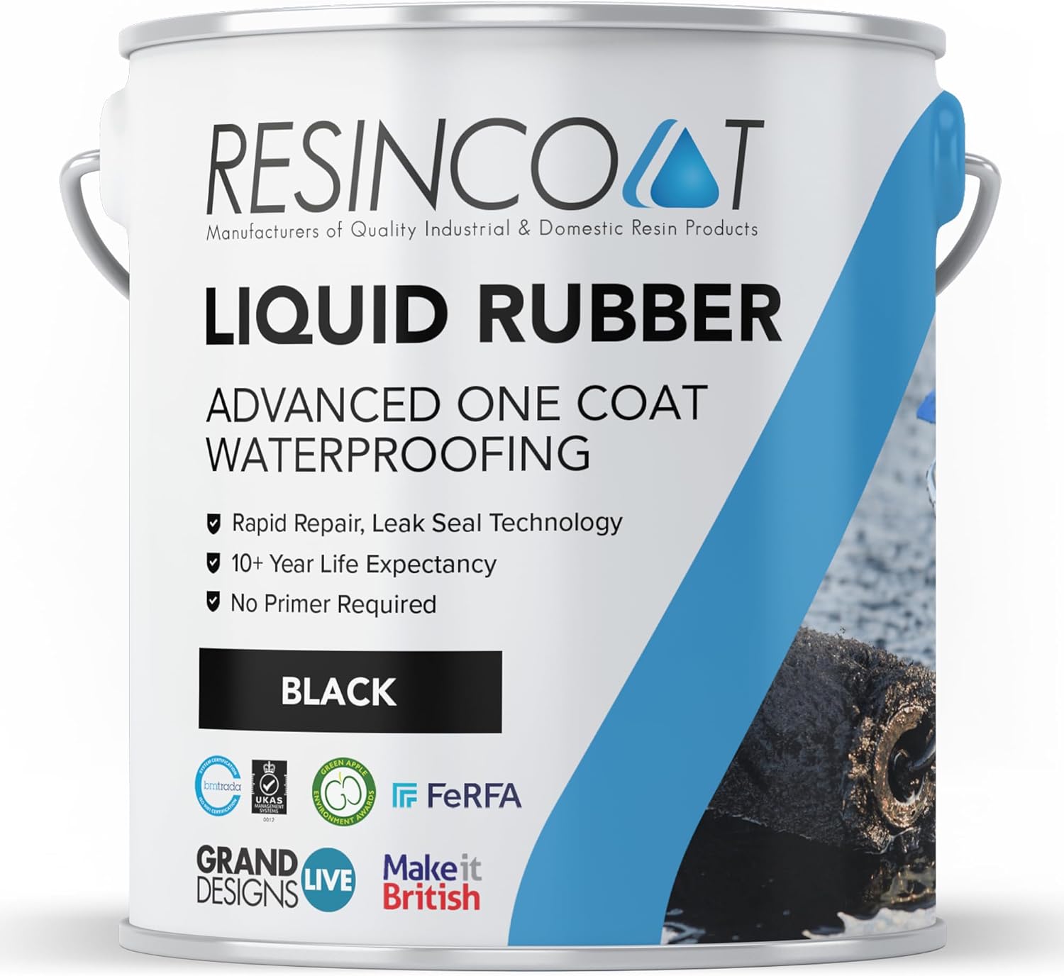 Resincoat Liquid Rubber Roof Coating, Waterproof Sealant for Roofing, DIY Friendly Repair, Quick ...