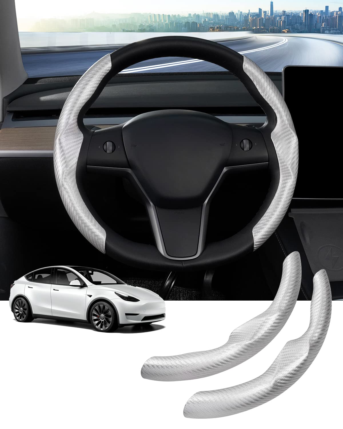 Amazon.com: Canvcle Custom-Fit Steering Wheel Cover for Tesla, Telsa ...