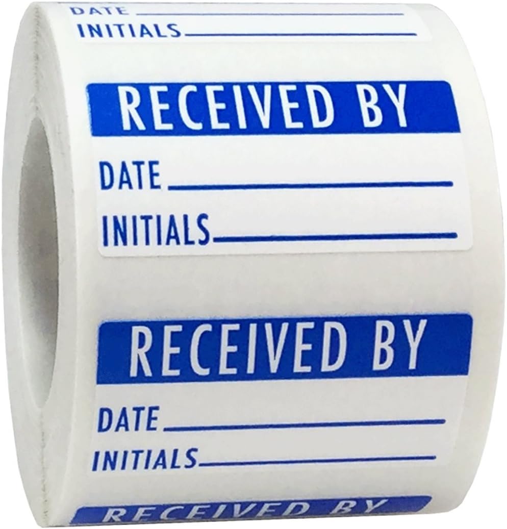 Amazon.com : White and Blue Received by Labels, 3/4 x 1 1/2 Inch in ...