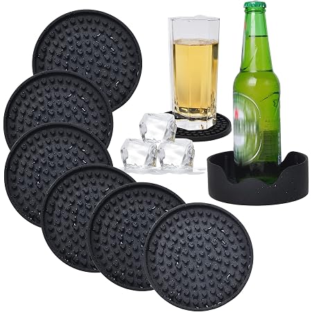 Amazon.com: 6 Set Barbell Bumper Plate Drink Coasters, Round Black ...