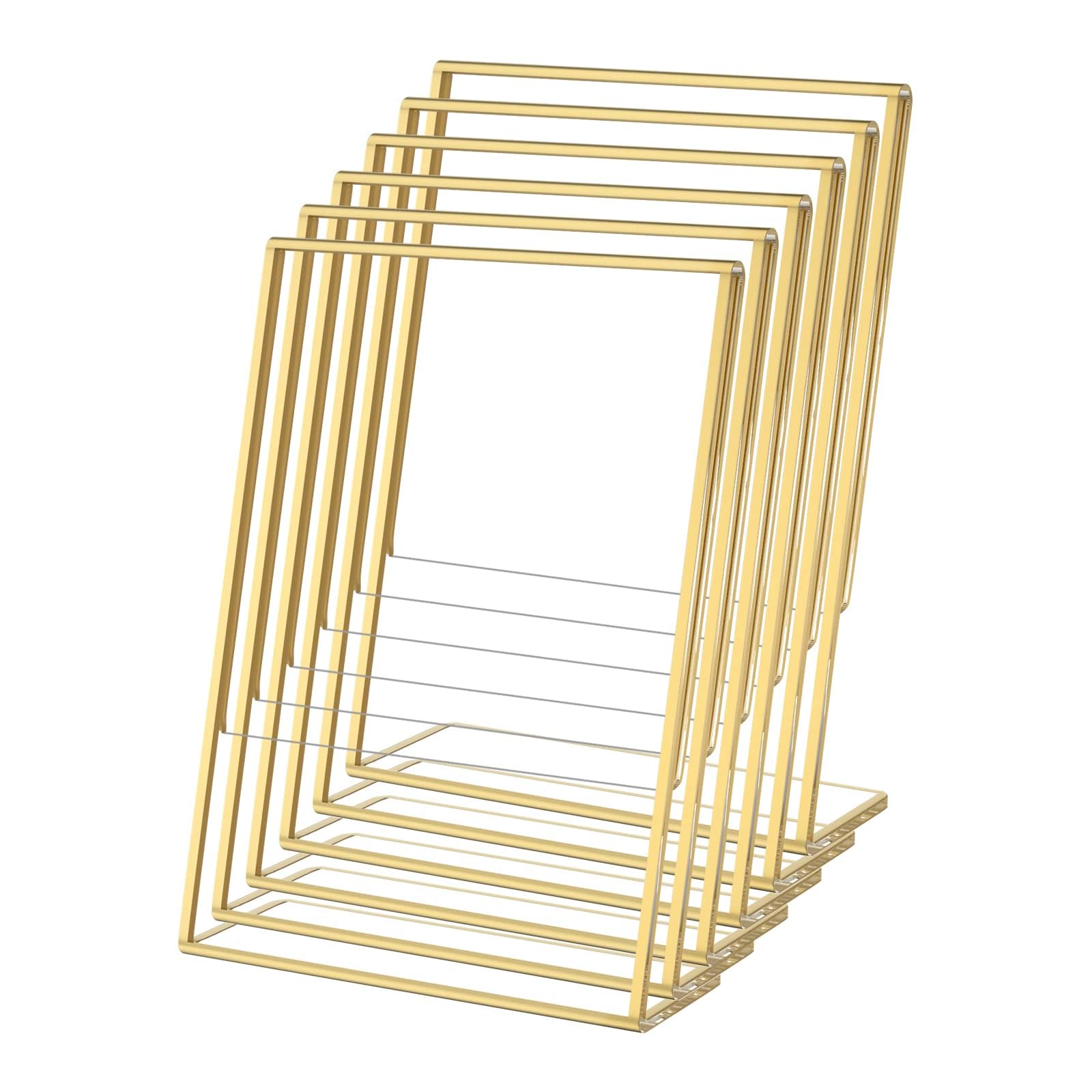 Snapklik.com : 6 Pack 4 X 6 Acrylic Gold Frame, Slanted Back Table Sign ...