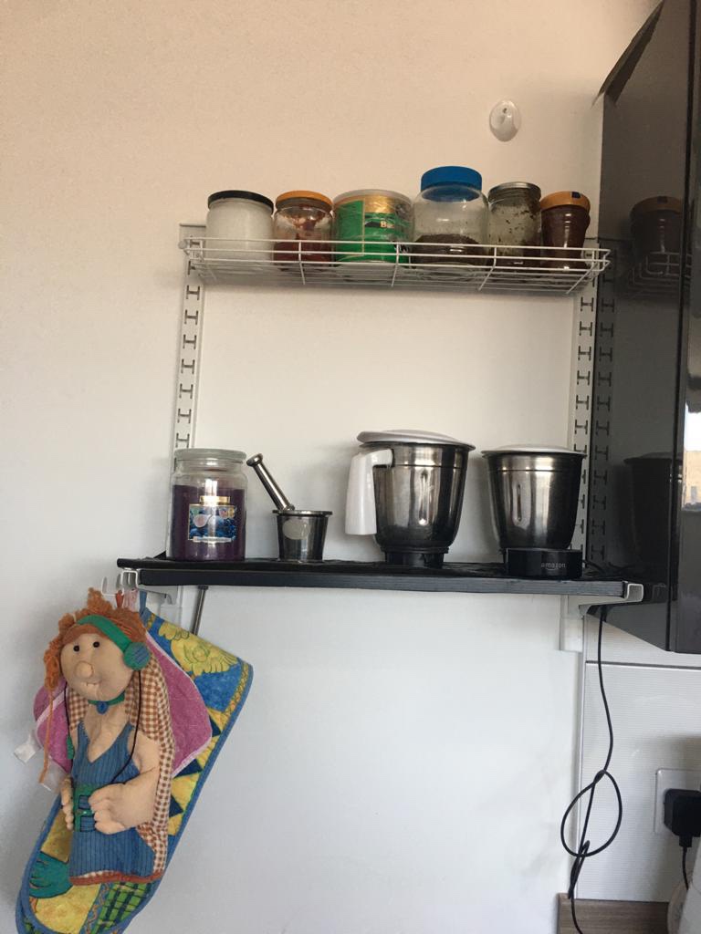 Amazon Basics 2-Tier Iron Mesh Adjustable Wall Shelf With Cage : Amazon ...