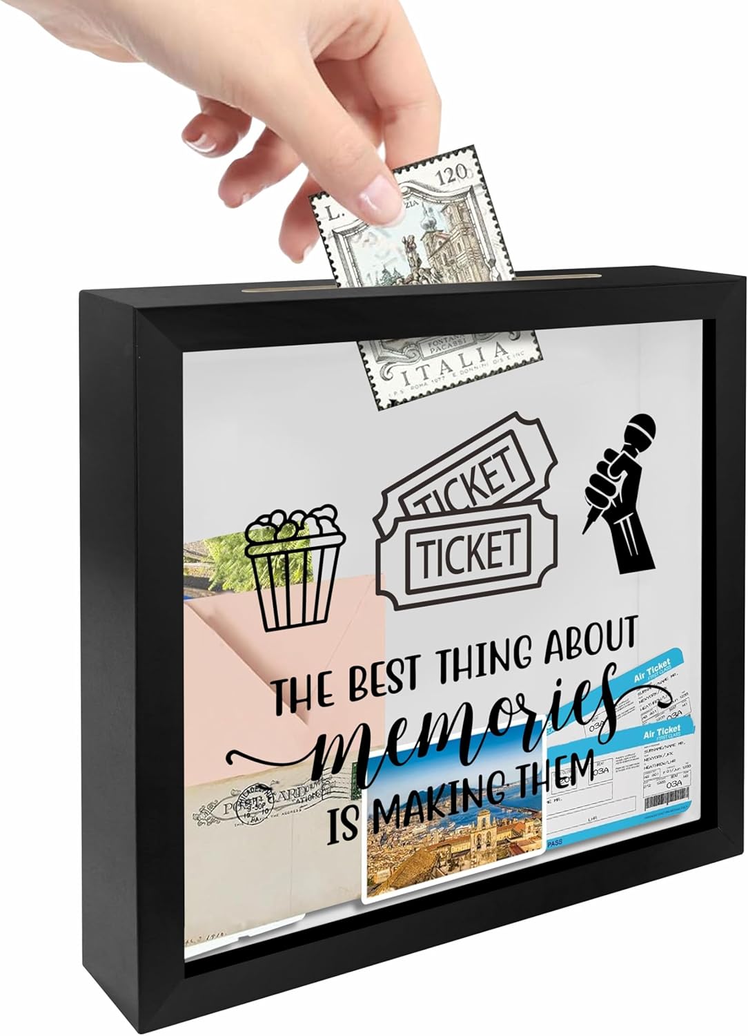 Amazon.com: 8 x 8 Inch Wooden Shadow Box Frame with Shelves Slot - The ...