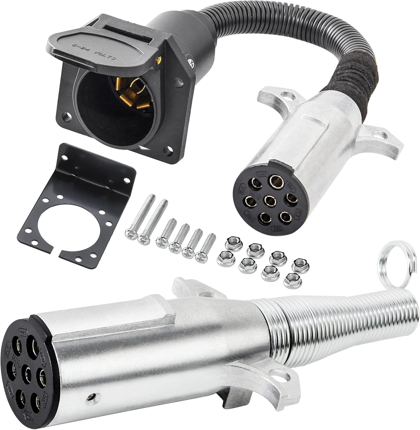 Amazon.com: Oyviny 7 Pin Round to 7 Pin RV Trailer Adapter with ...