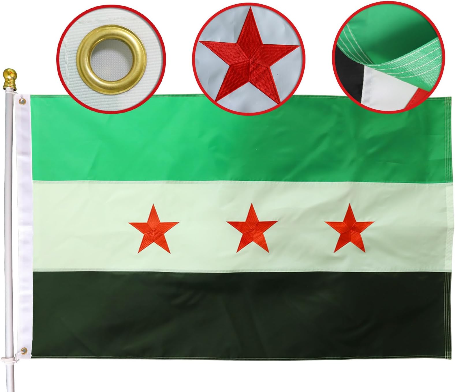 Amazon.com : Syrian (Republic) Flag 3x5ft Poly - INTERNATIONAL FLAGS ...