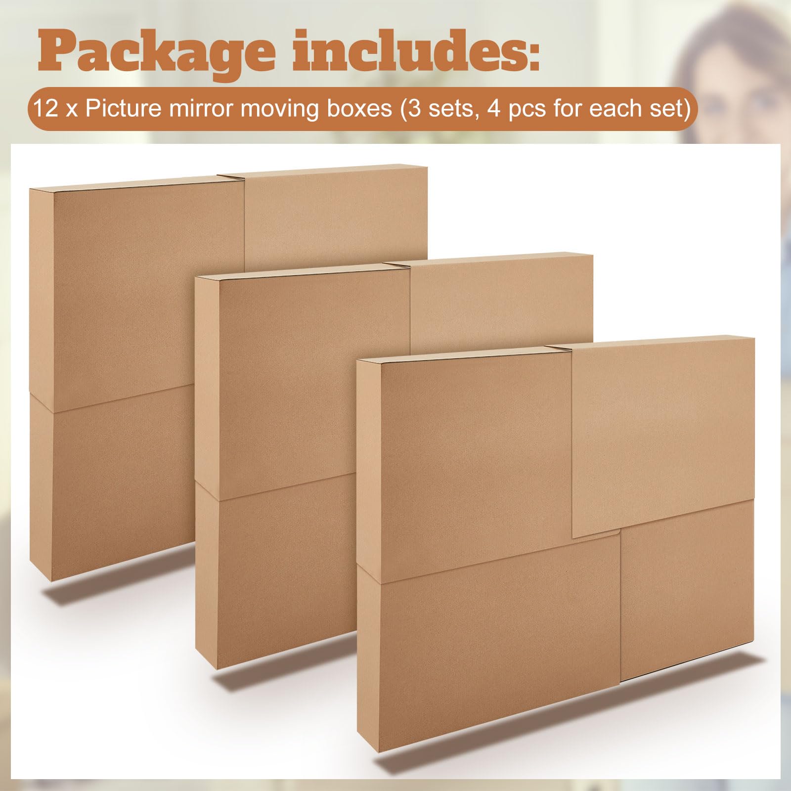 Snapklik.com : 3 Sets TV Moving Box, 40" X 30" X 3 1/2" Large Mirror ...
