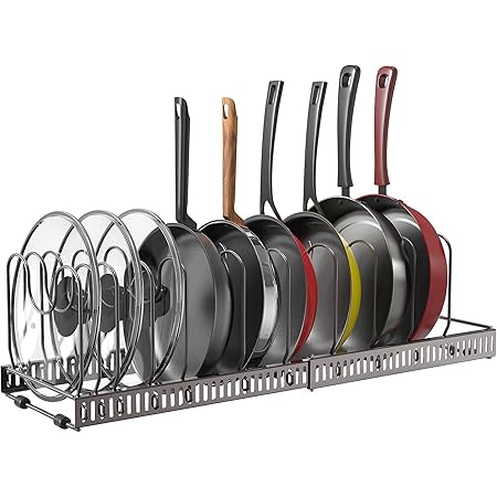 MASTERTOP Pan Organiser Rack, Expandable Pan Lid Holder with 7 ...