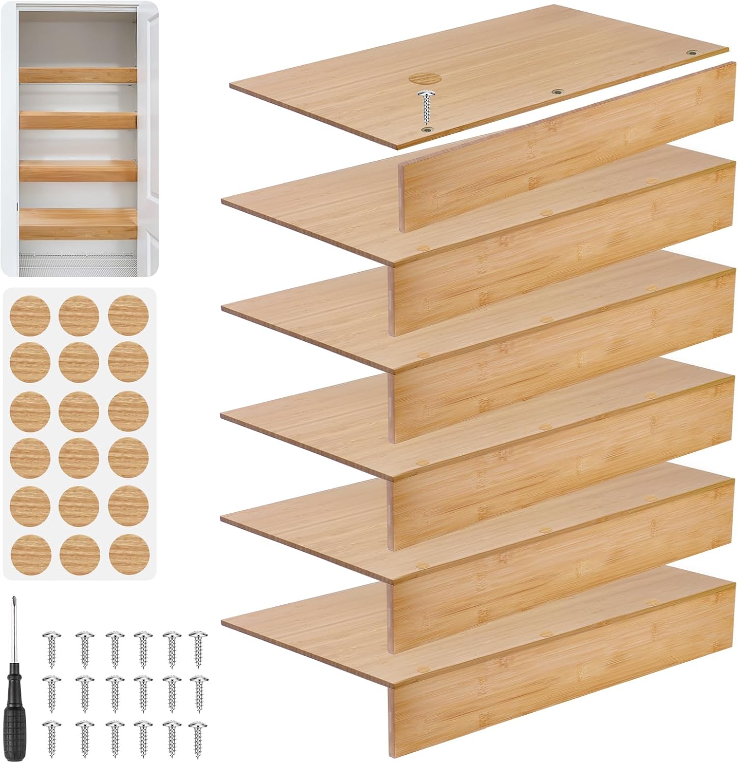 Amazon.com - QCLTY 6 Pcs Bamboo Wood Wire Shelf Cover, Wire Rack Covers ...