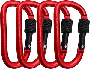 4PCS Red 3inch Locking Carabiner Clips, Made from Aircraft-Grade ...