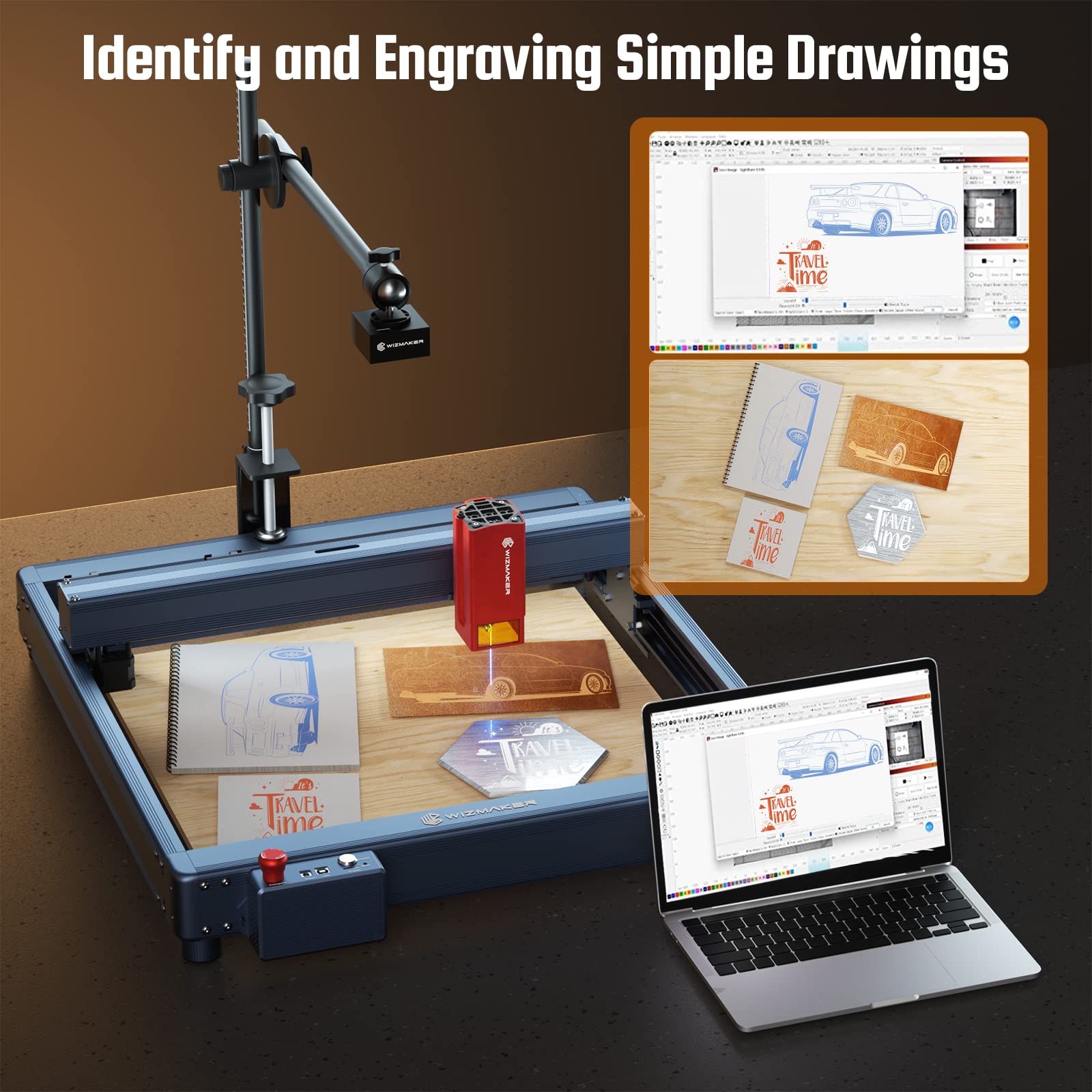 WIZMAKER Lightburn Camera for Laser Engraver, Precise Automatic ...
