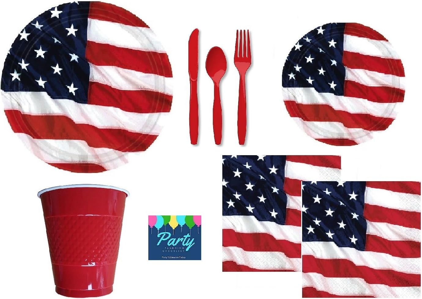 Amazon.com: Patriotic Party Supplies Pack for 24 Guests - Includes ...