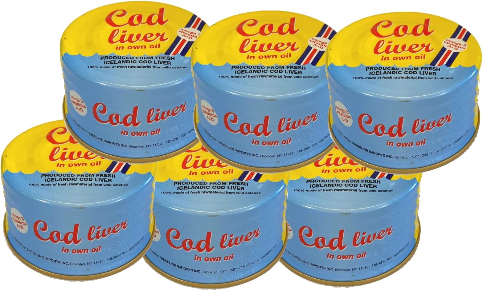 Amazon.com: Natural Cod Liver in Own Oil, 6.7oz/190g Cans (Pack of 6 ...