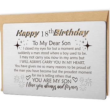 YODOCAMP 18th Happy Birthday Card Son,18 Year Old birthday Gifts for My ...