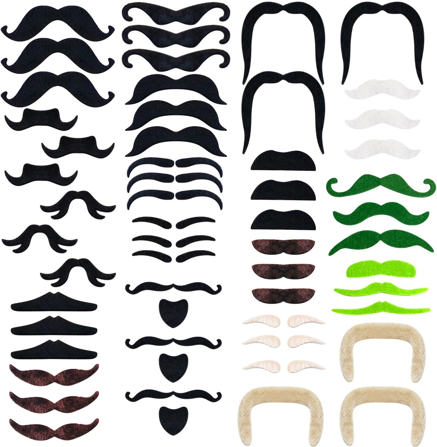 54 baffi finti, baffi autoadesivi, baffi finti e grossi per feste in ...