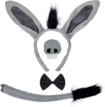 Amazon.com: Deufelix Donkey Costume Set 4Pcs Donkey Ears Headband Nose ...