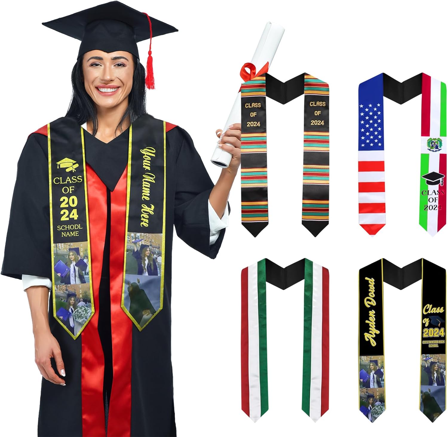 Amazon.com: ABCASTER Custom Graduation Stole for Class of 2024 ...