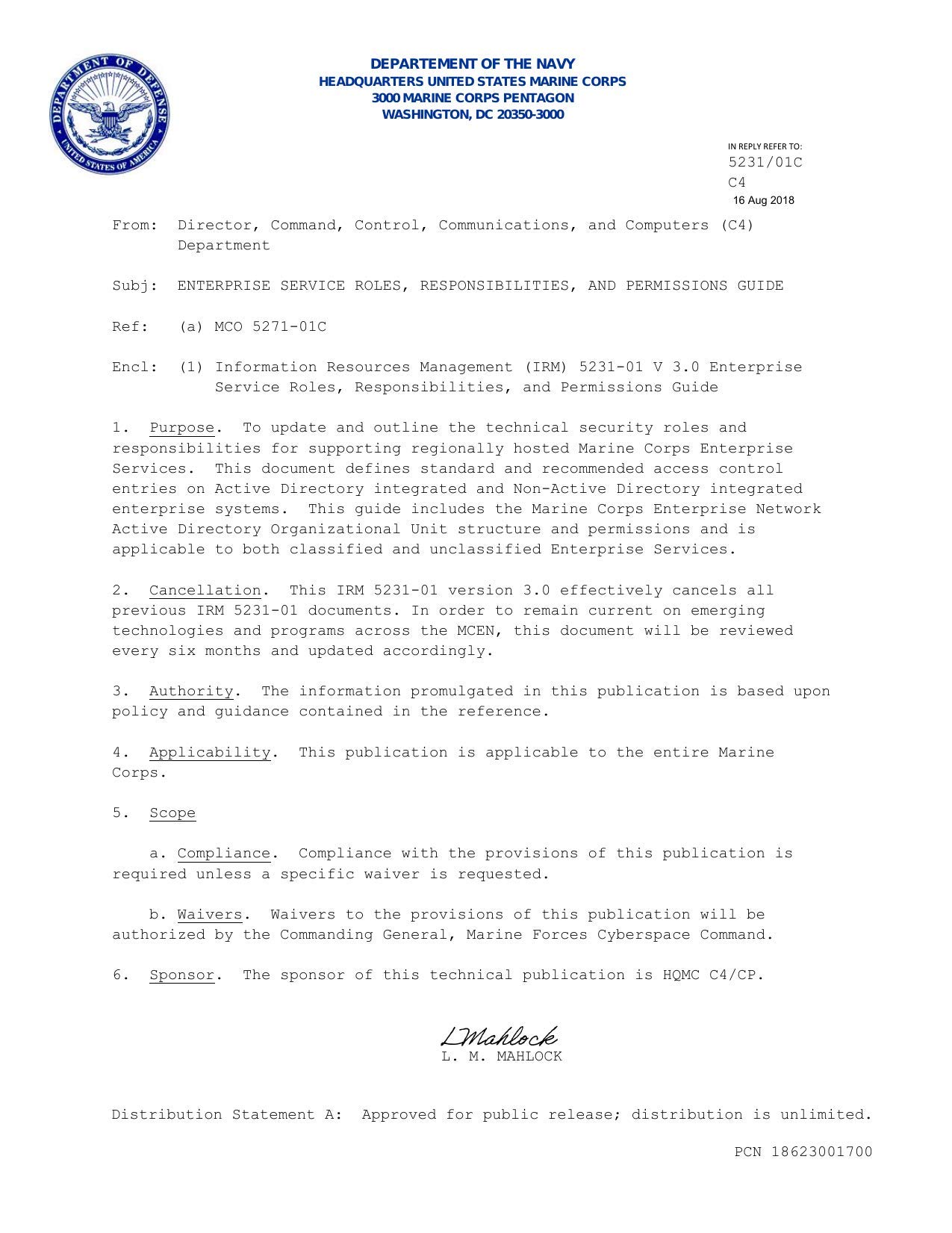 Buy Marine Corps Information Resources Management (Irm) 5231-01 ...