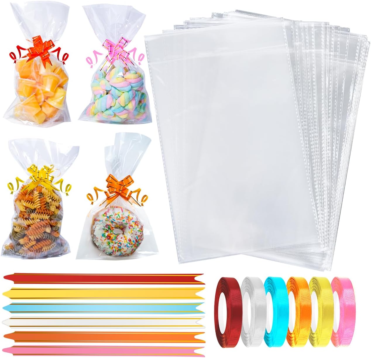 Milro Cellophane Bags Pack of 60 (5 x 7 Inches) Food Safe Cookie Bags ...
