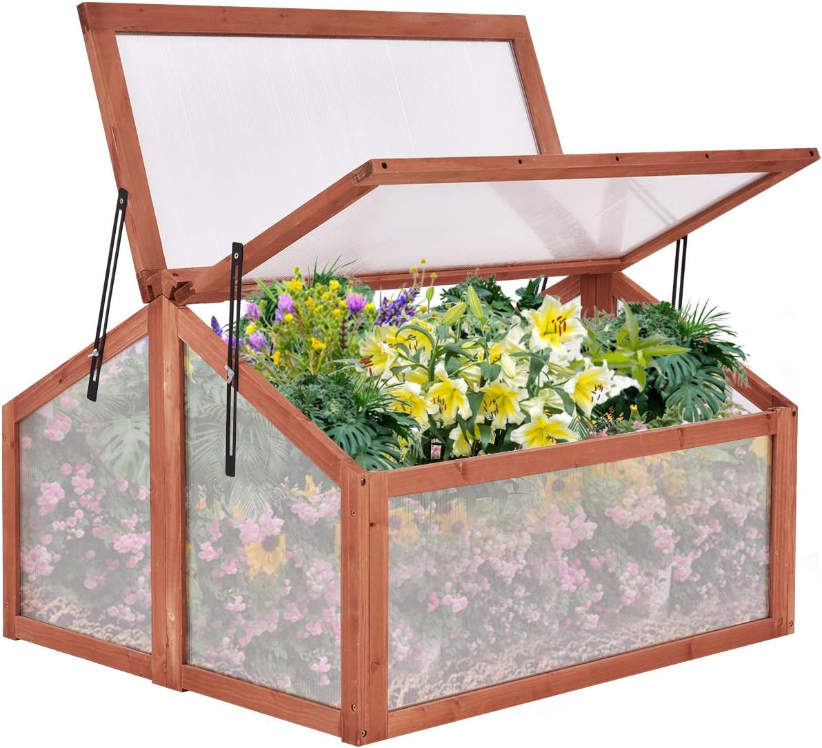 Amazon.com : Portable Cold Frame for Winter Gardening, Mini Wooden ...