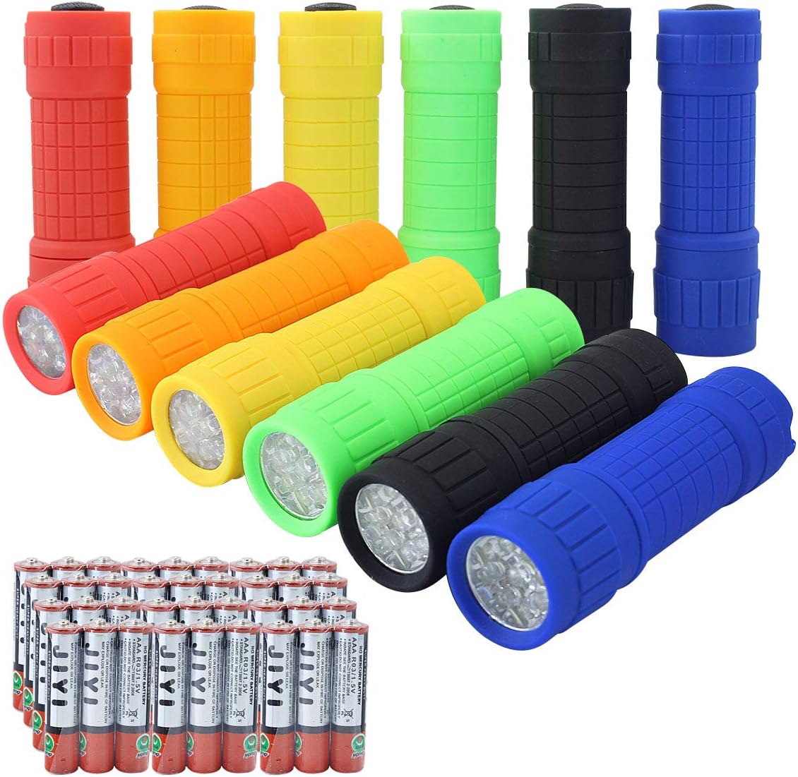CooiLight 12-Pack Small Mini Flashlights Set Assorted 6 Colors with ...