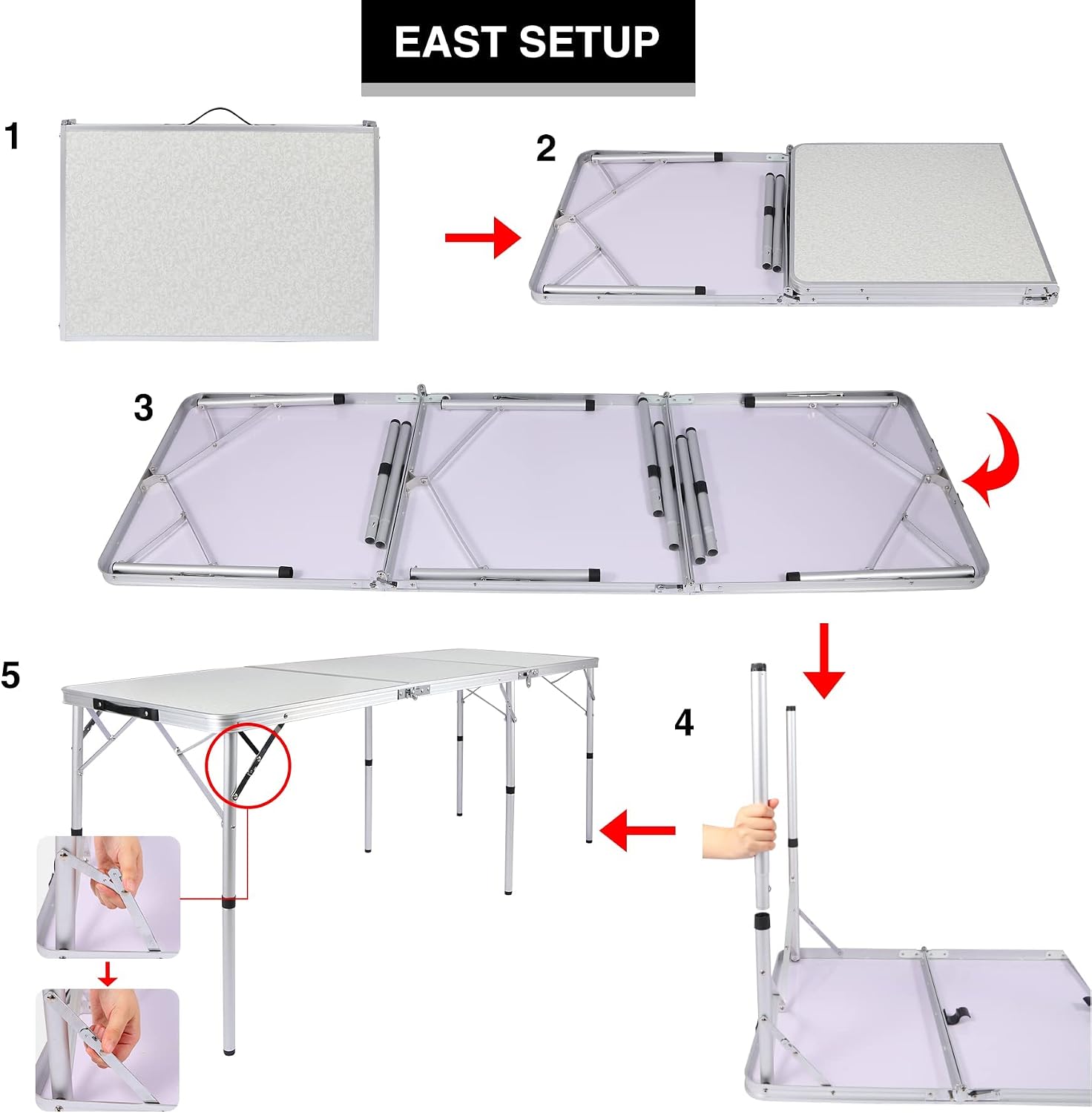 RedSwing Mesa de camping plegable de 6 pies mesa de aluminio para ...