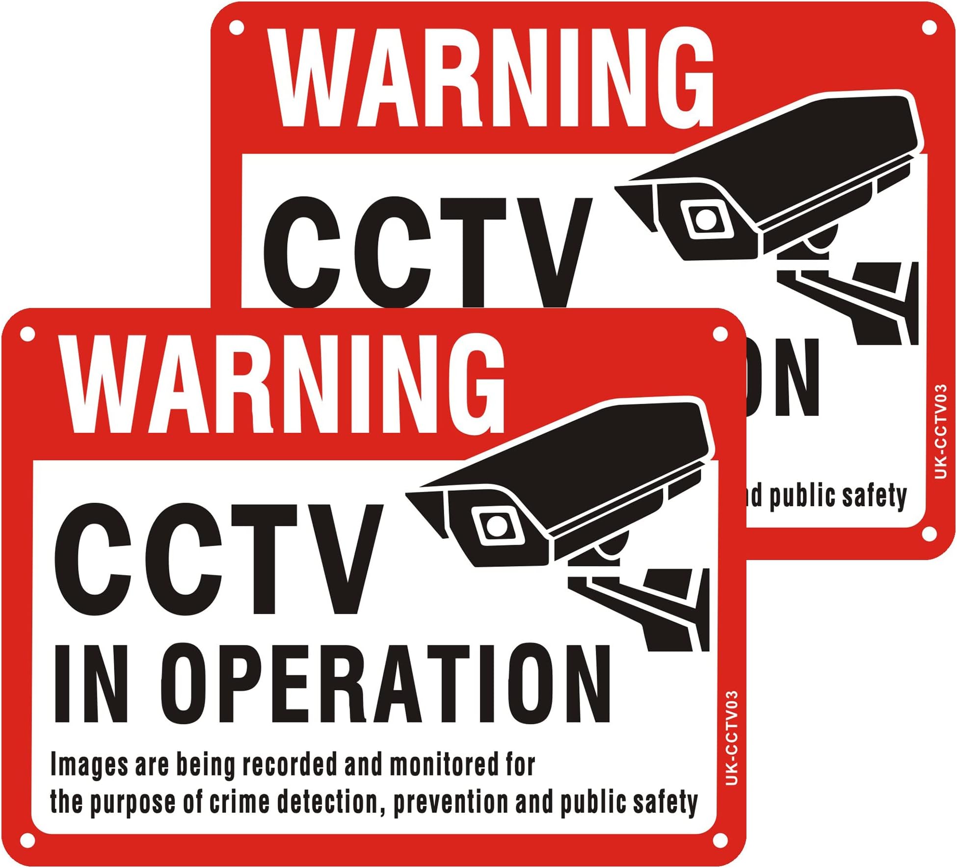Pack of 2 CCTV in Operation Sign Reflective Aluminum, 15x20cm (A5 ...