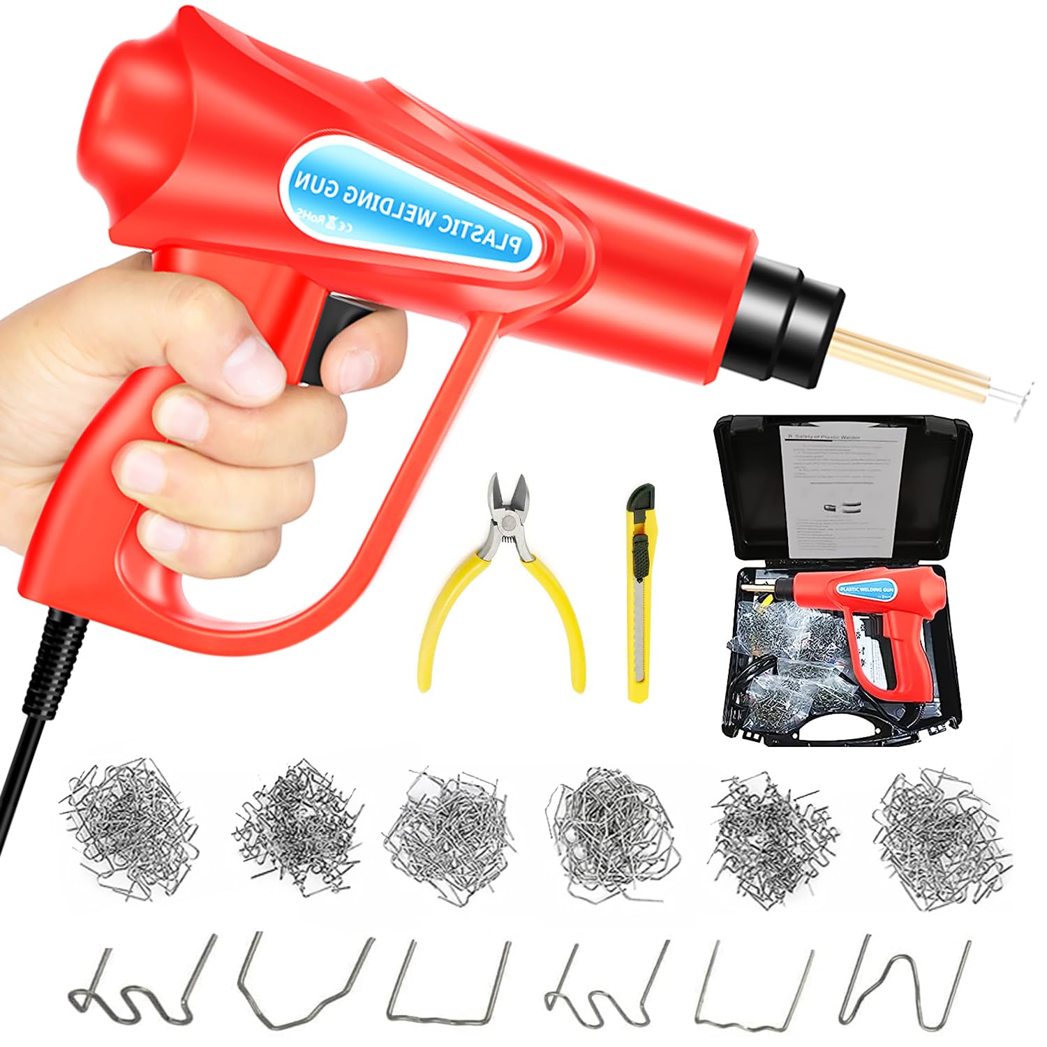 Plastic Welding Kit, 70W Welding Machine Hot Stapler Plastic Welder Gun ...