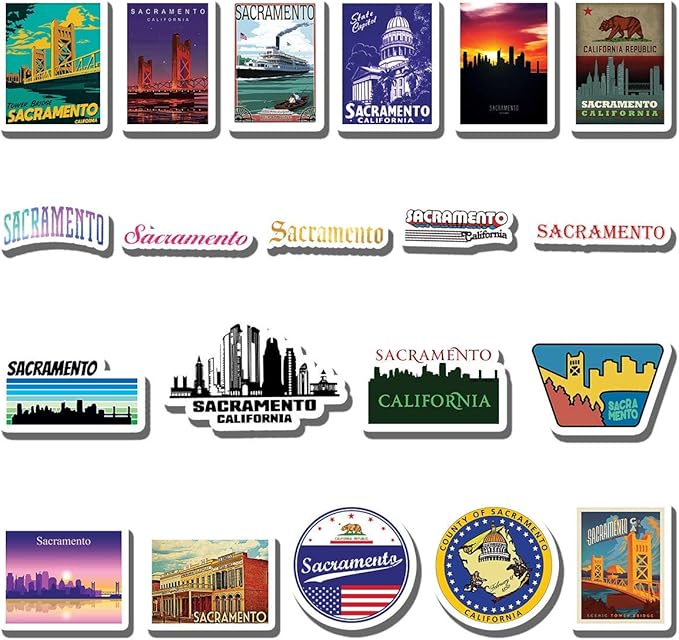 Amazon.com: 20 PCS Stickers Pack Sacramento Aesthetic Vinyl Colorful ...