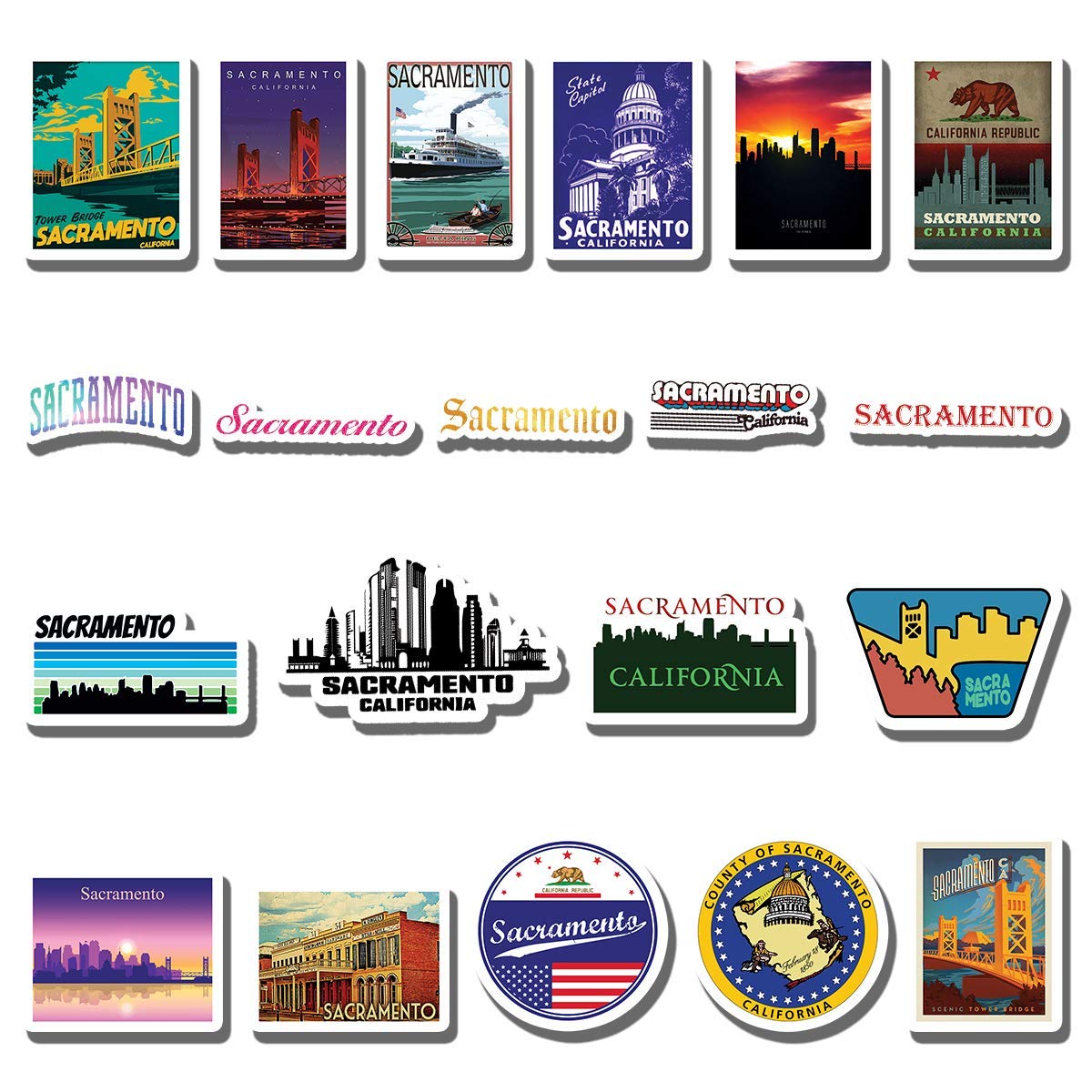 Amazon.com: 20 PCS Stickers Pack Sacramento Aesthetic Vinyl Colorful ...