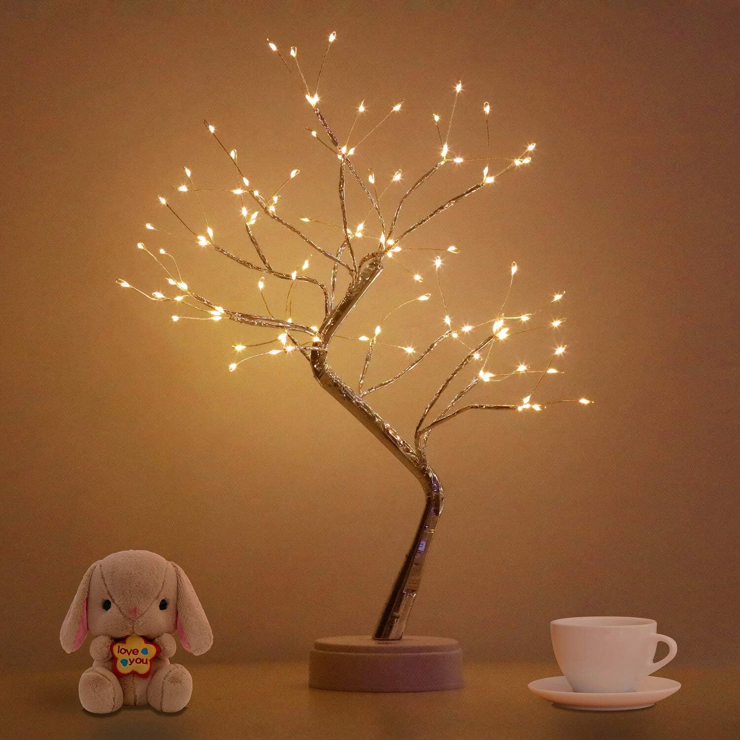 Bonsai Lighted Tree Table Top LED Shimmer Tree Light Battery & USB ...