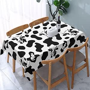 Amazon.com: Bapcoku Cow Print Table Cloth, Oil-Proof and Water ...